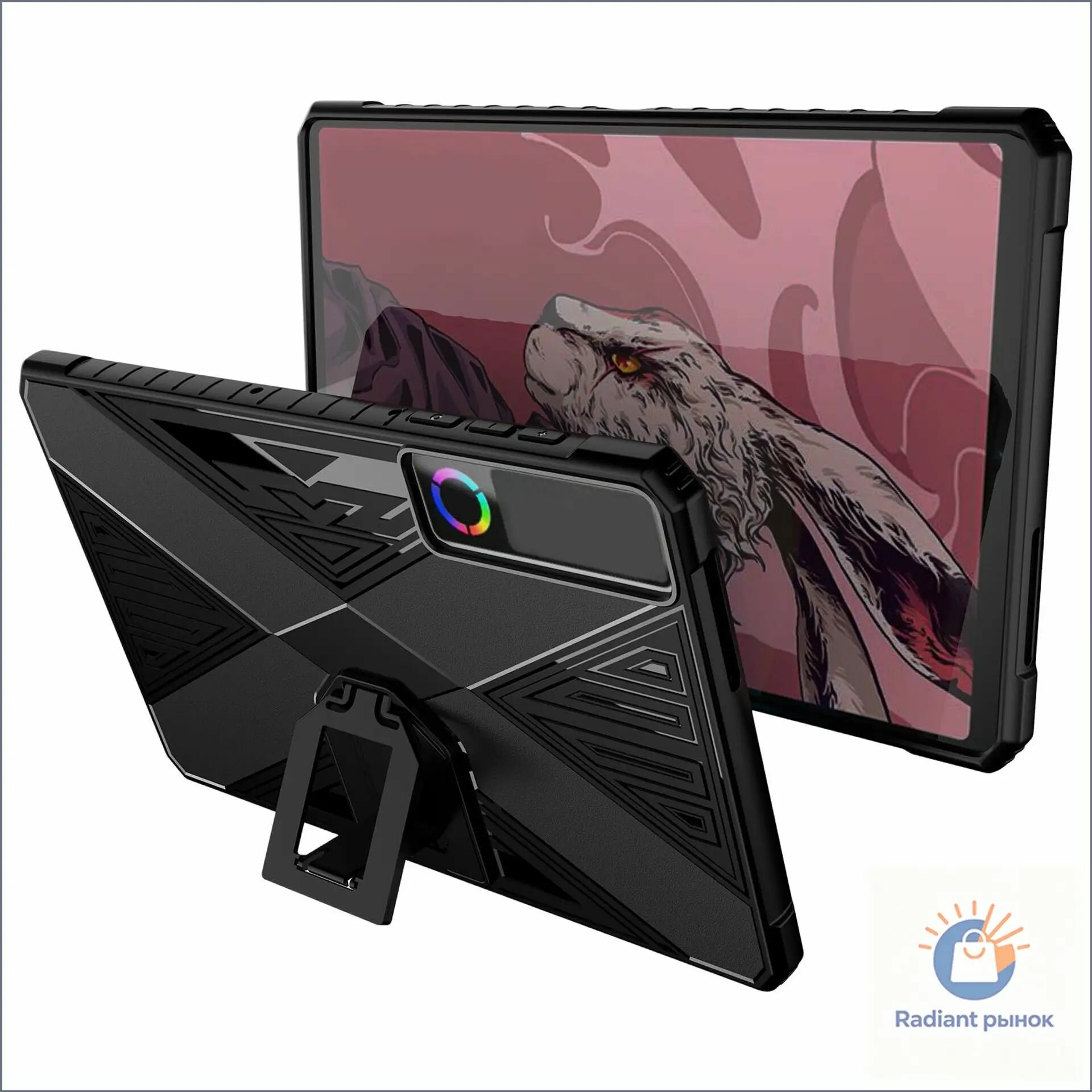 Чехол-подставка для Lenovo Legion Y700 (5-е поколение, 2026) из ТПУ, чёрный, противоударные углы