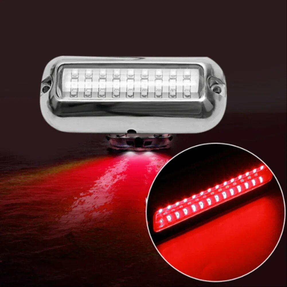 Светодиодные фонари для лодки из нержавеющей стали Красный, 27LED Red