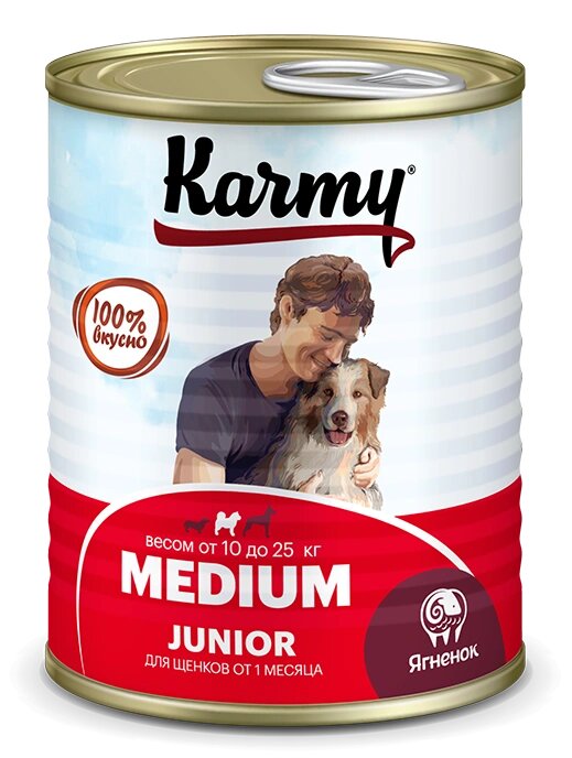 Консервы Карми для щенков Medium Junior средних пород Ягненок 340г