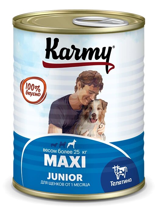 Консервы Карми для щенков Maxi Junior крупных пород Телятина 340г