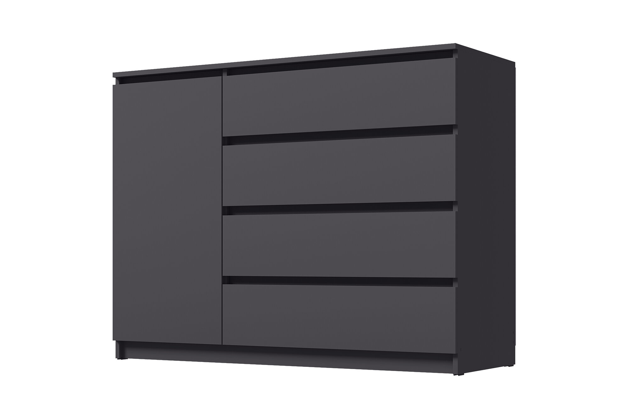 Комод для одежды Нонтон Вега Люкс, 98x46.6x127.8x см, 1 дверь и 4 ящика, Графит