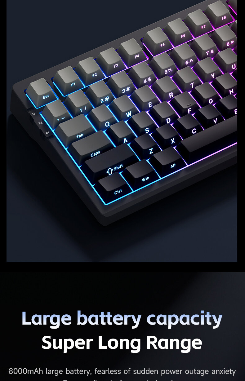Механическая клавиатура MCHOSE G75 Pro, беспроводная, цвет Black, Cabbage Tofu Shaft V2 — фото 1
