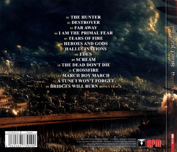 Primal Fear - Domination CD VG — фото 1
