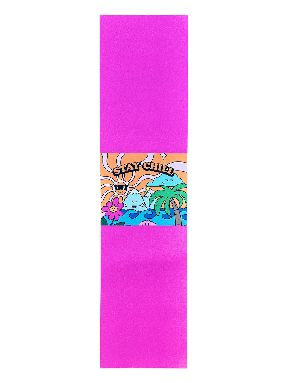 Шкурка для скейтборда, самоката, лонгборда, круизера BroStuff stay chill pink XXL, размер 44x11 (110x28см)