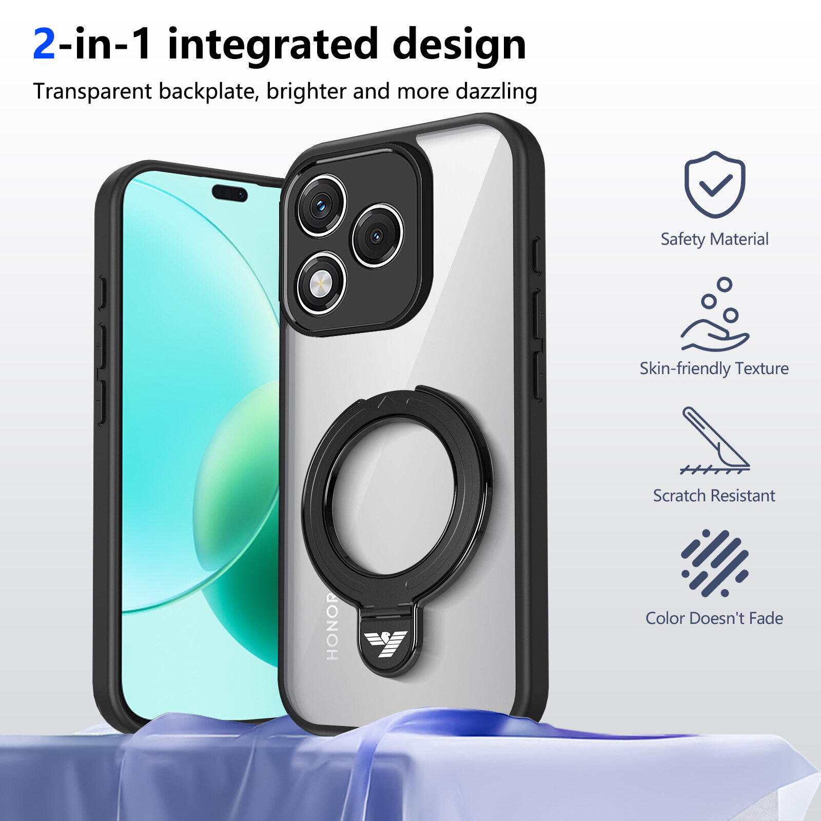 Противоударный чехол MyPads для Realme 11 5G/11X 5G/C67 5G с MagSafe, с кольцом-подставкой, прозрачный с черной окаемкой