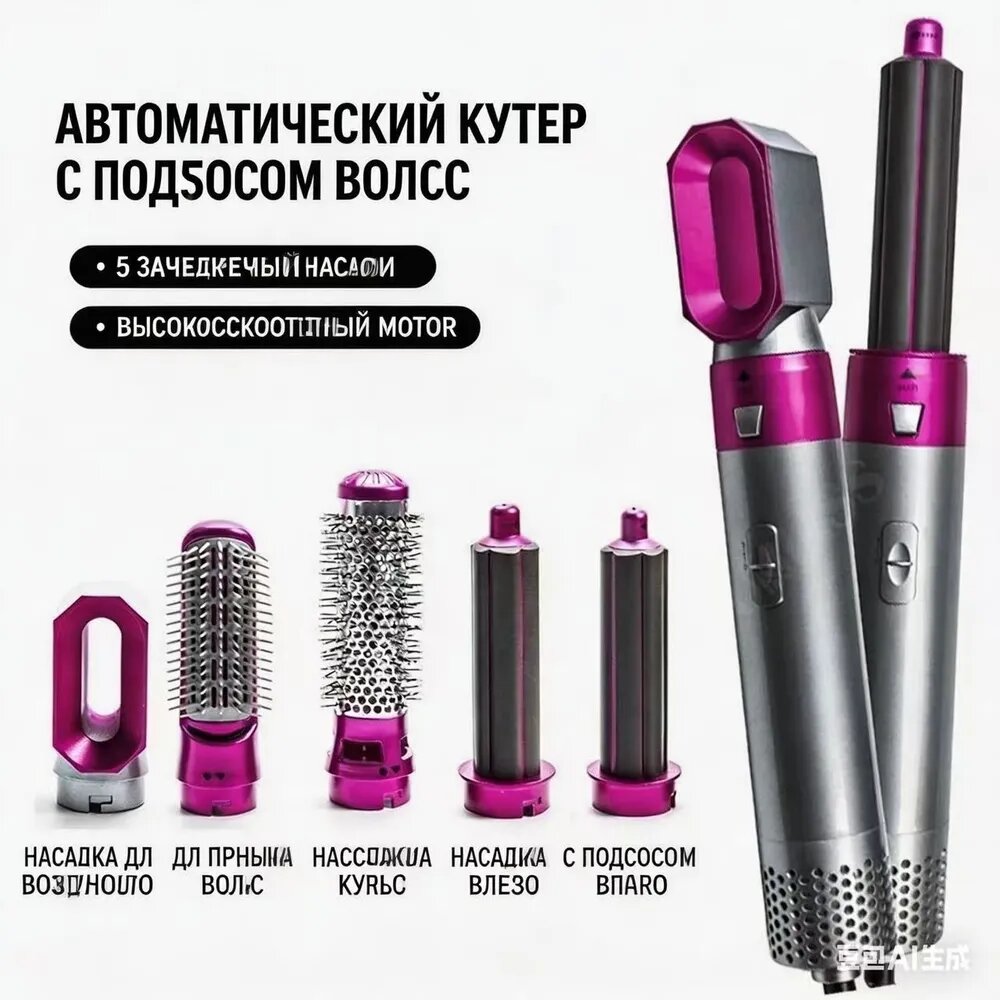 Мультистайлер 5 в 1 с автоматической завивкой волос, фен, выпрямитель и щетка для укладки