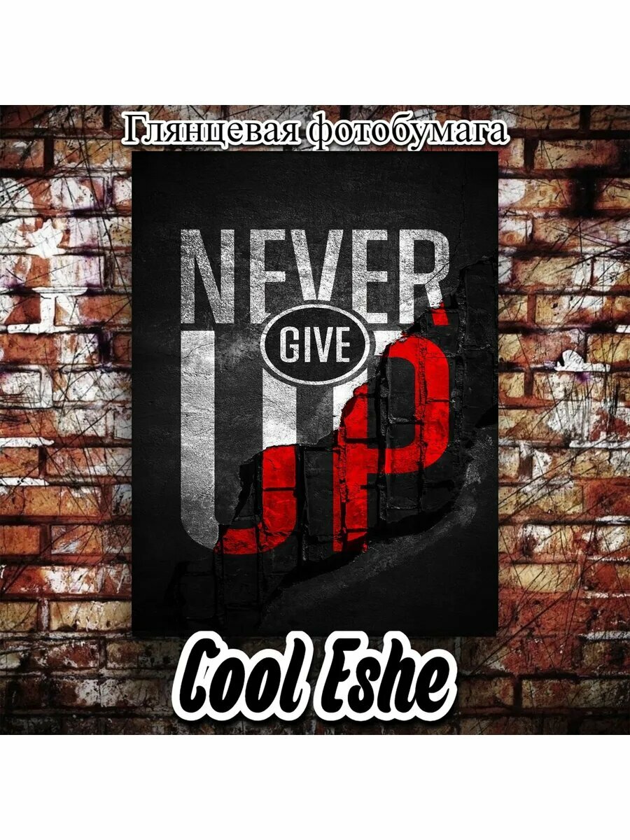 Плакат "Надпись Never give up" А4