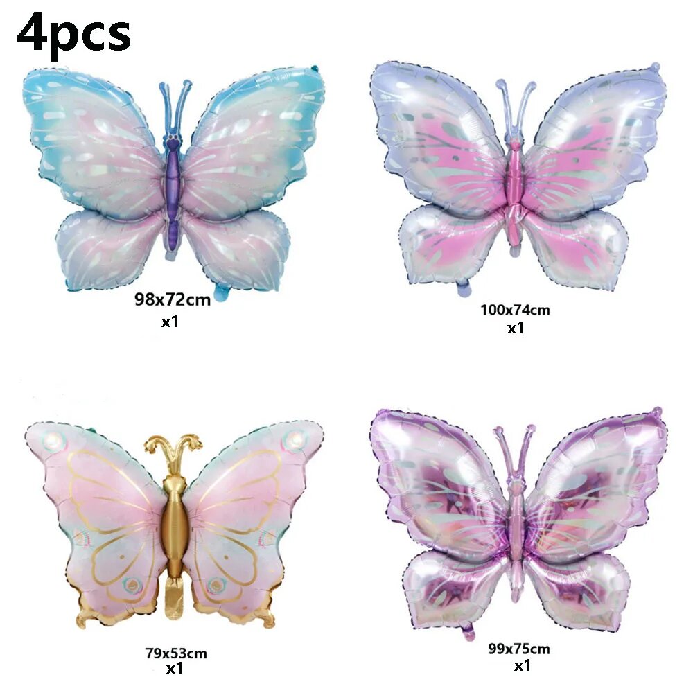 Воздушные шары из фольги с бабочками 6-4pcs