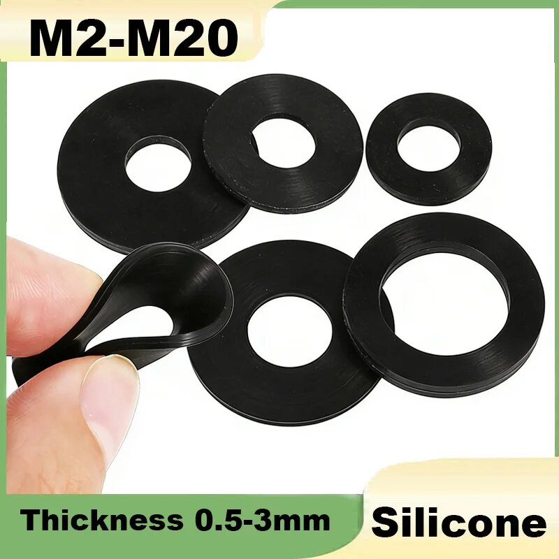 Силиконовые шайбы M2-M5, черные, толщиной 0.5-3 мм 4x7x1.5mm-50Pcs