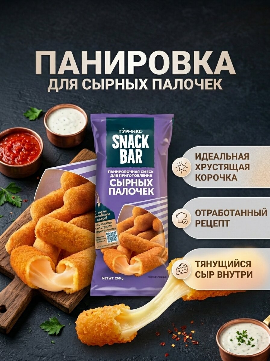 Смесь панировочная для приготовления сырных палочек, Гурмикс, 200 г