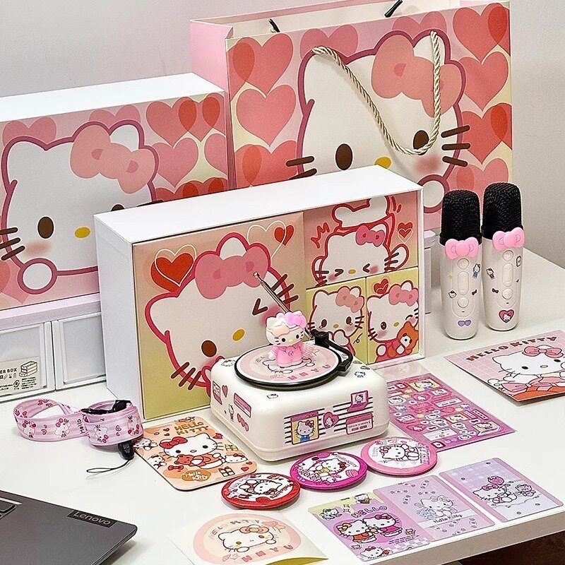 Hello Kitty Роскошный подарочный набор Bluetooth Karaoke Speaker с 2 микрофонами Мини-размер Модель H3 Подарок
