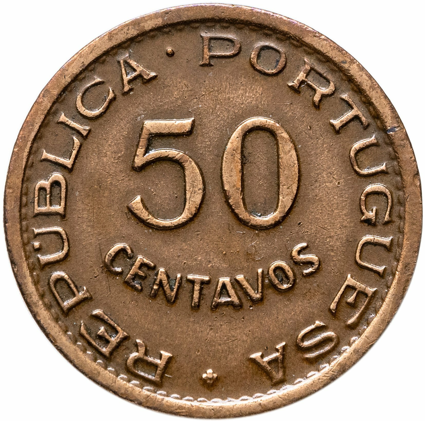 Ангола 50 сентаво centavos 1957, Бронза, в сохранности XF