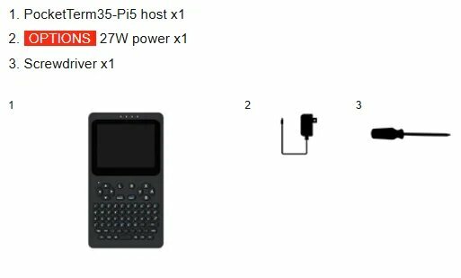 Портативная консоль Waveshare для отладки Raspberry Pi 4B/5 PocketTerm35-Pi5