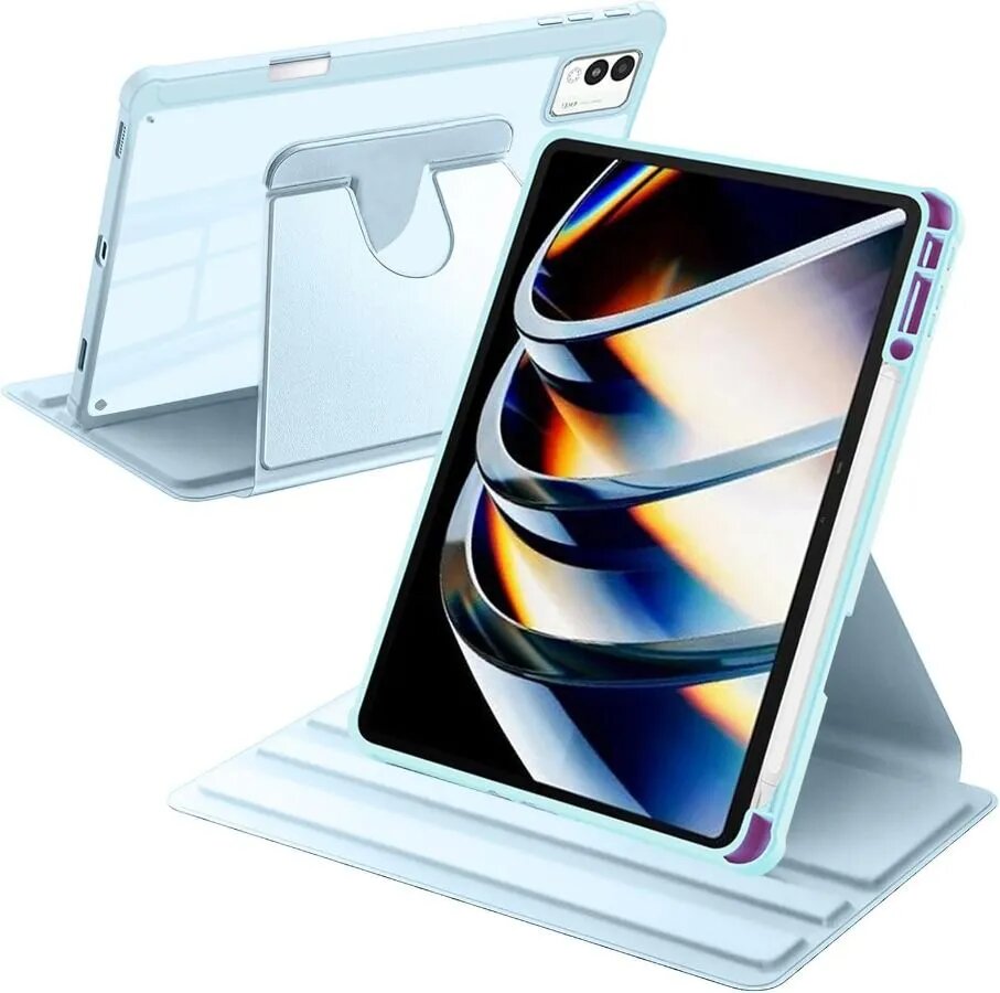 Защитный чехол для Tecno MegaPad 11 (T1101), Вращающаяся Акриловый корпус, фиолетовый /с отделениями для стилуса/голубой