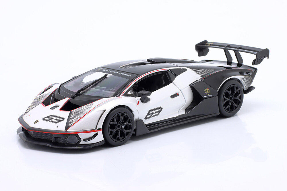 Модель коллекционная BBURAGO Lamborghini essenza SCV12 no 63 squadra corse 2022 white metallic/black