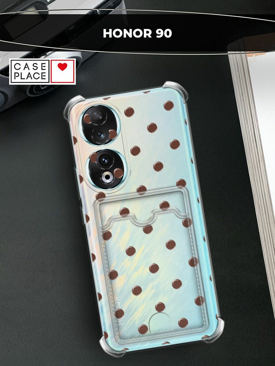 Чехол на Honor 90 (Хонор 90) с картой и принтом Узор в горошек