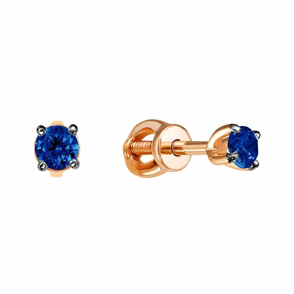 Серьги золото, 585 проба, сапфир