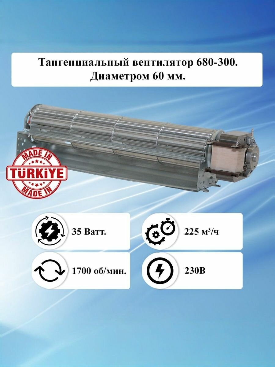Тангенциальный поперечный вентилятор AKS/ИБМ 680-300 диаметром 60 мм.