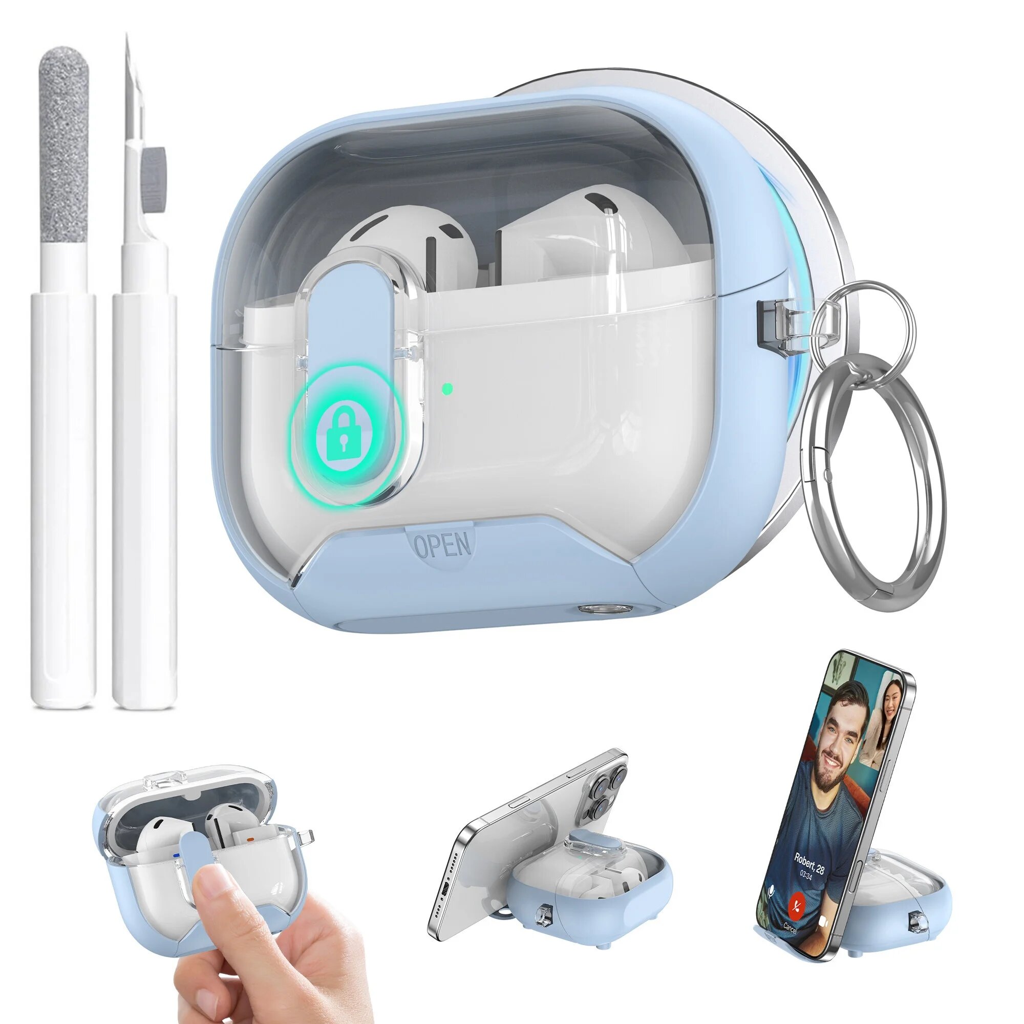 Чехол для Samsung Galaxy Buds 3/Buds3 Pro/Buds3 FE For Galaxy Buds 3FE, Blue with Pen