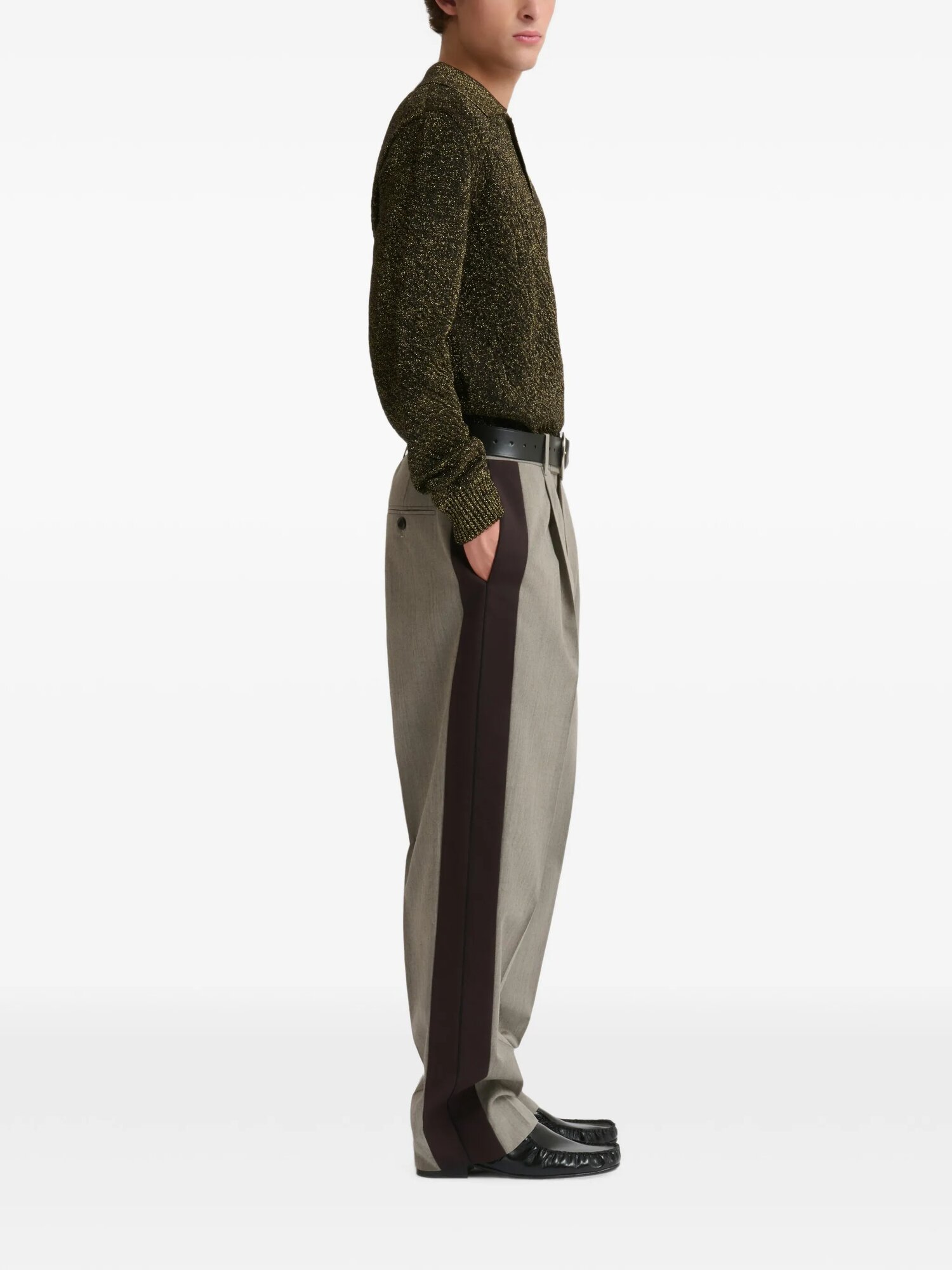 Брюки Marni Wool pants with contrast side bands, размер 44, серый — фото 1