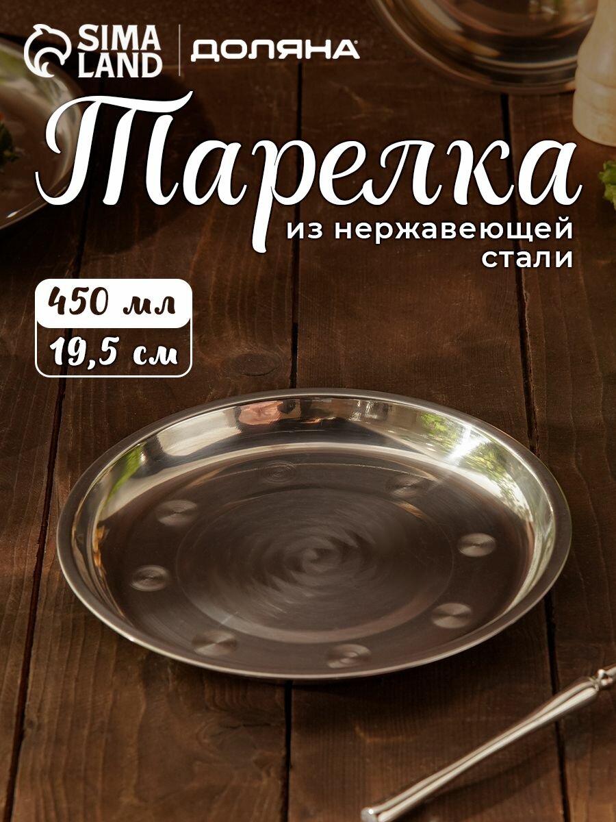 Тарелка плоская, металлическая, "Мэйли", объем 450 мл, диаметр 19 см металлическая тарелка мелкая тарелка обеденная тарелка