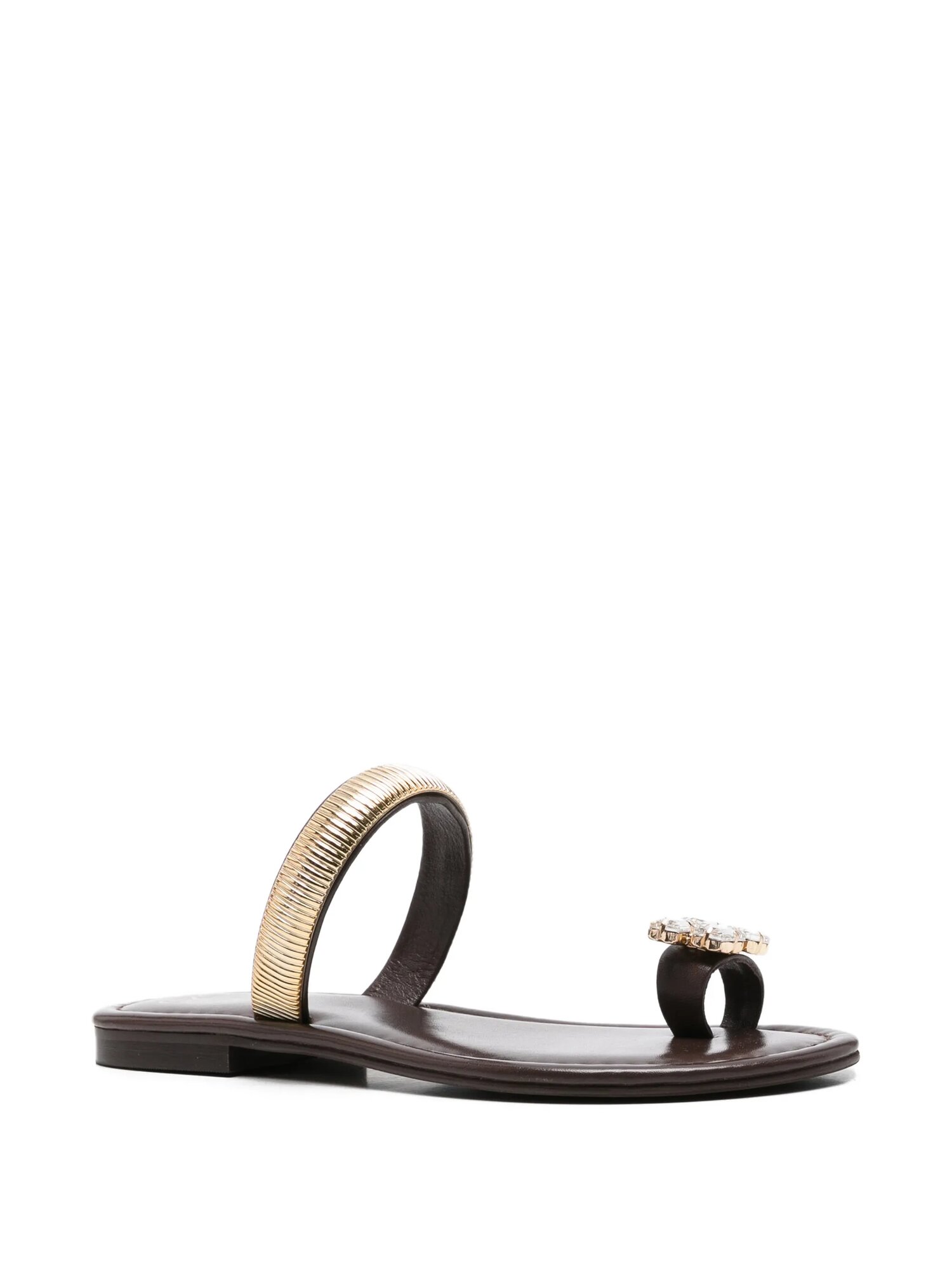 Босоножки Exe Crystal-embellished toe-ring sandals, размер 36, gold — фото 1