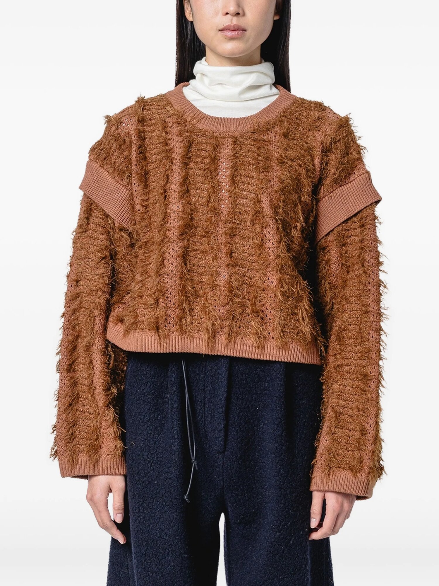 Свитер muller of yoshiokubo Fuzzy ribbed-trim sweater