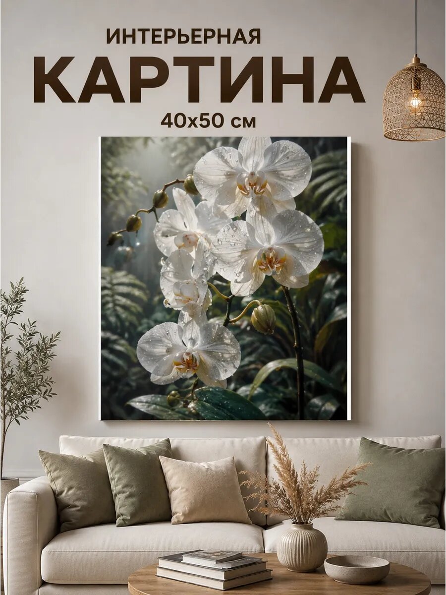 Картина на холсте интерьерная 40x50 Утренний свет орхидей