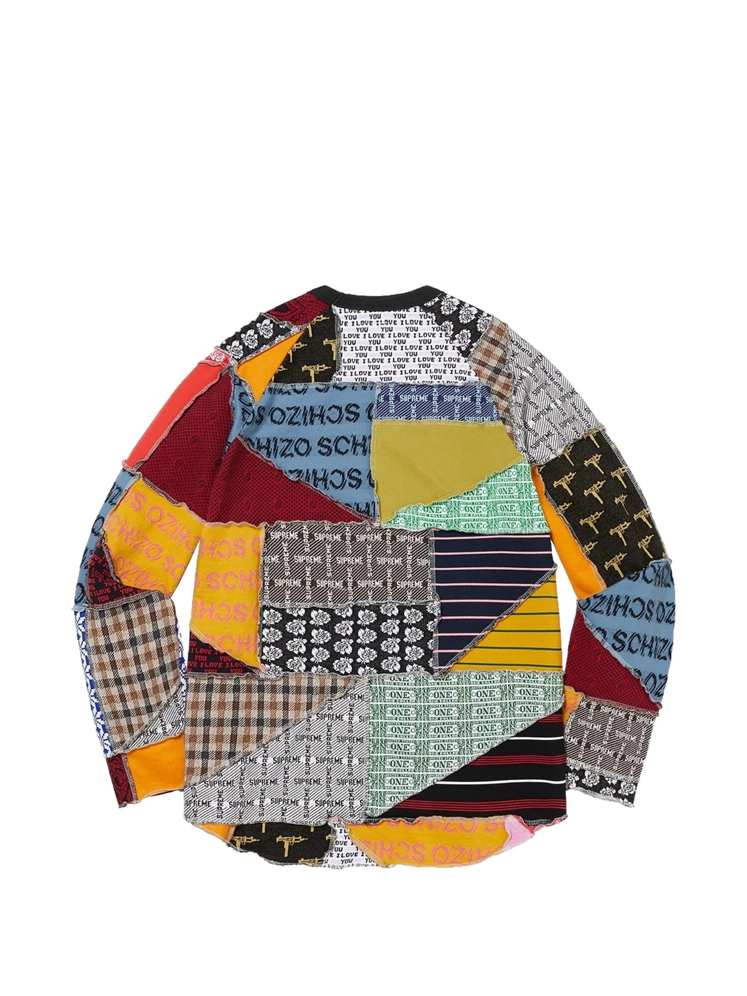 Футболка Supreme Patchwork jacquard long-sleeves T-shirt, размер 52, оранжевый — фото 1