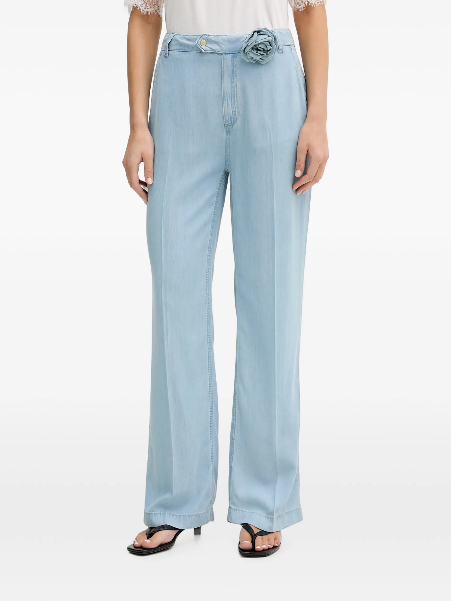 Джинсы Floral-applique wide-leg jeans 