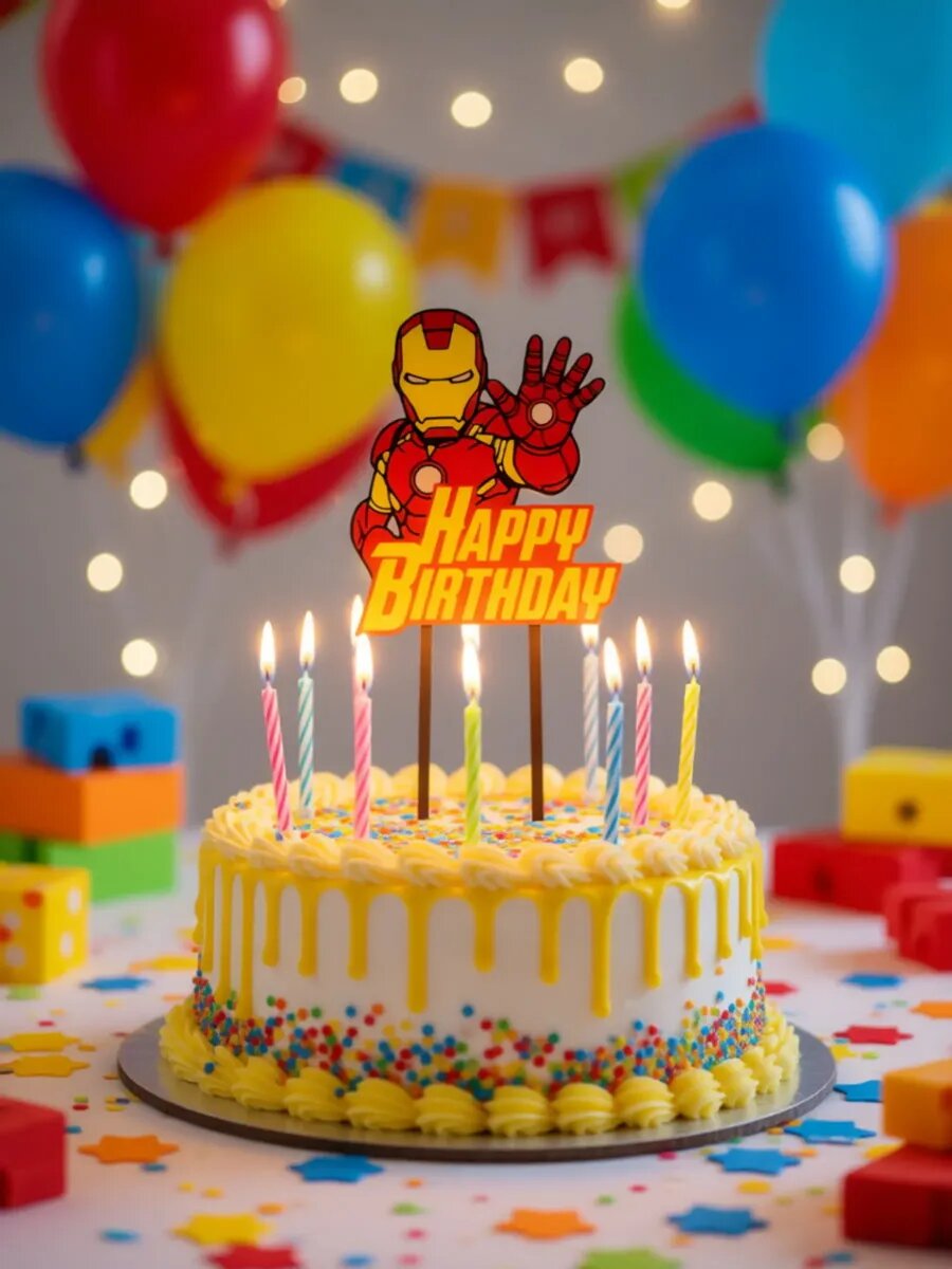 Топпер для торта Железный человек Happy Birthday