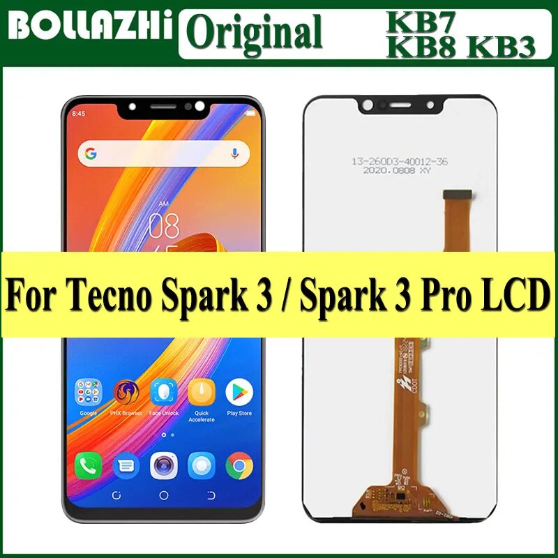 ЖК-дисплей 6.2" Tecno Spark 3 Pro KB8, черный