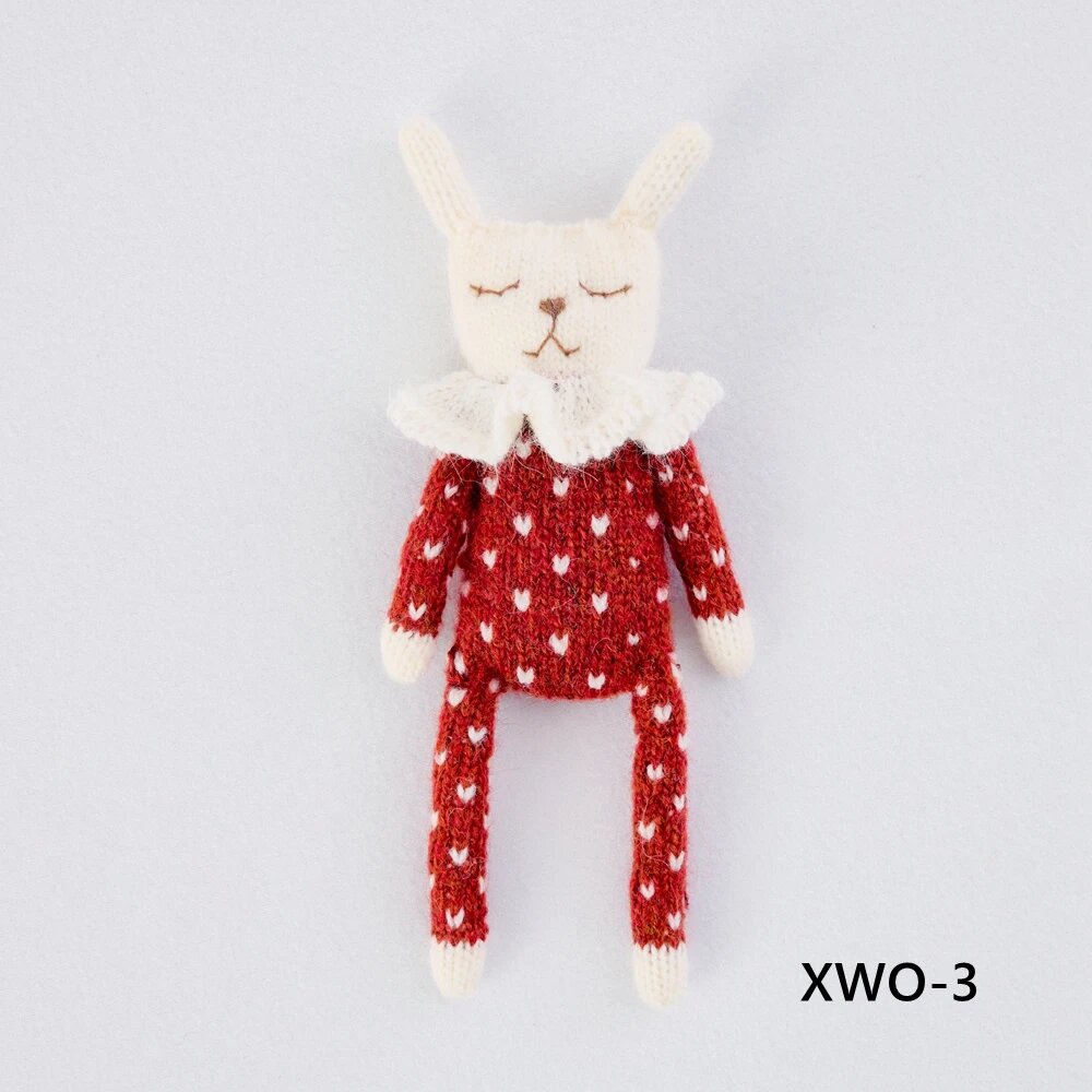 Кролик вязаный белый XWO-03, мини-кукла