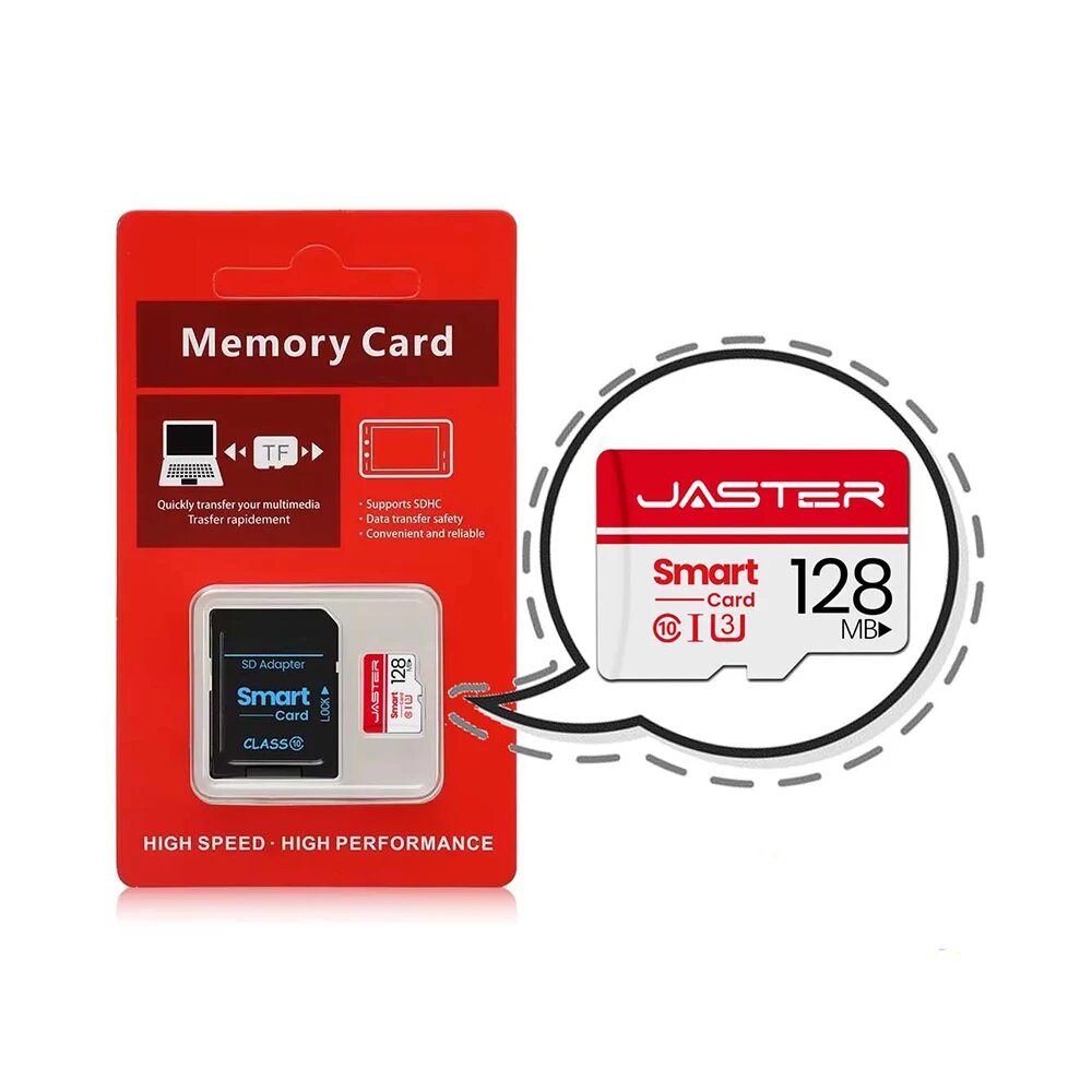 Карта памяти JASTER HIGH SPEED microSD 128 МБ 128MB
