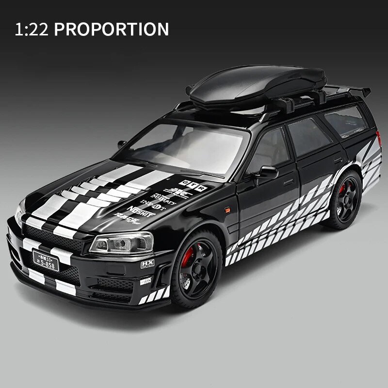 Модель автомобиля Nissan Skyline R34 GTR 1:24 WELLY Черный, Black