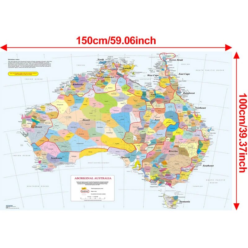 Декоративная карта Австралии Non-woven map 150x100cm