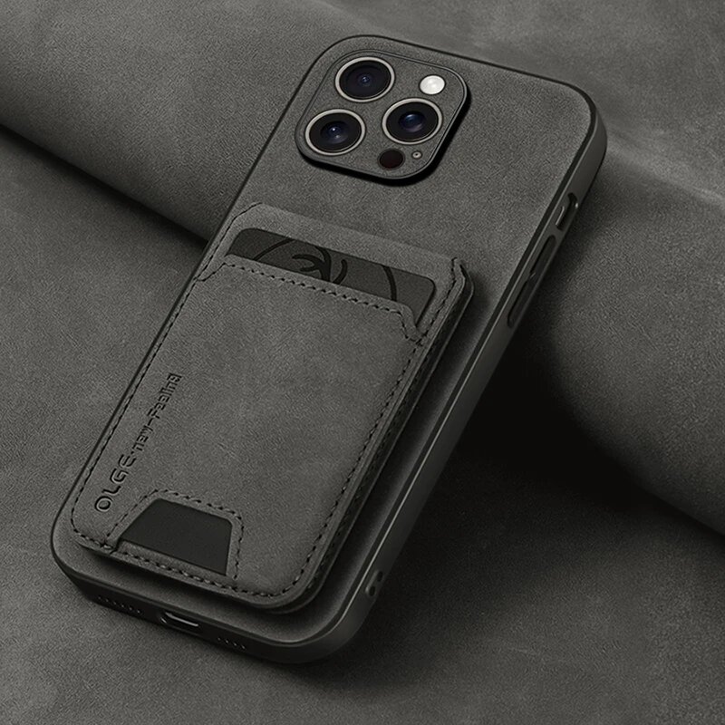 Роскошный Кожаный Чехол Для iPhone 12/13/14/15/16/17/18 Pro Max Plus Со iPhone 13 Pro, Серый, Black