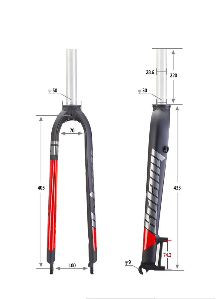 Вилка для велосипеда жесткая, для колес 26"/27.5", шток 1-1/8" (28.6 мм), алюминиевый сплав — фото 1