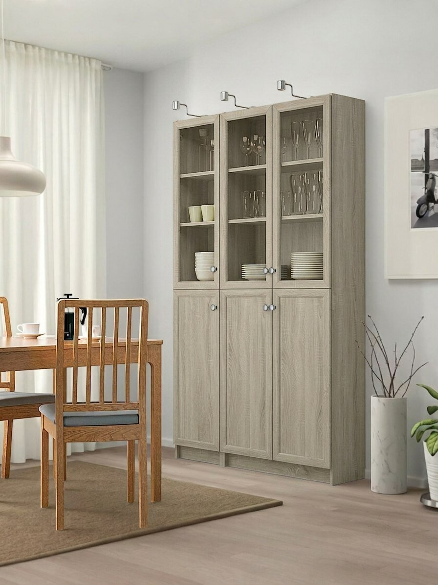 Стеллаж Билли 12 Дуб Сонома 3025 NEW 120x30x202 см, бежевый GOODFORM