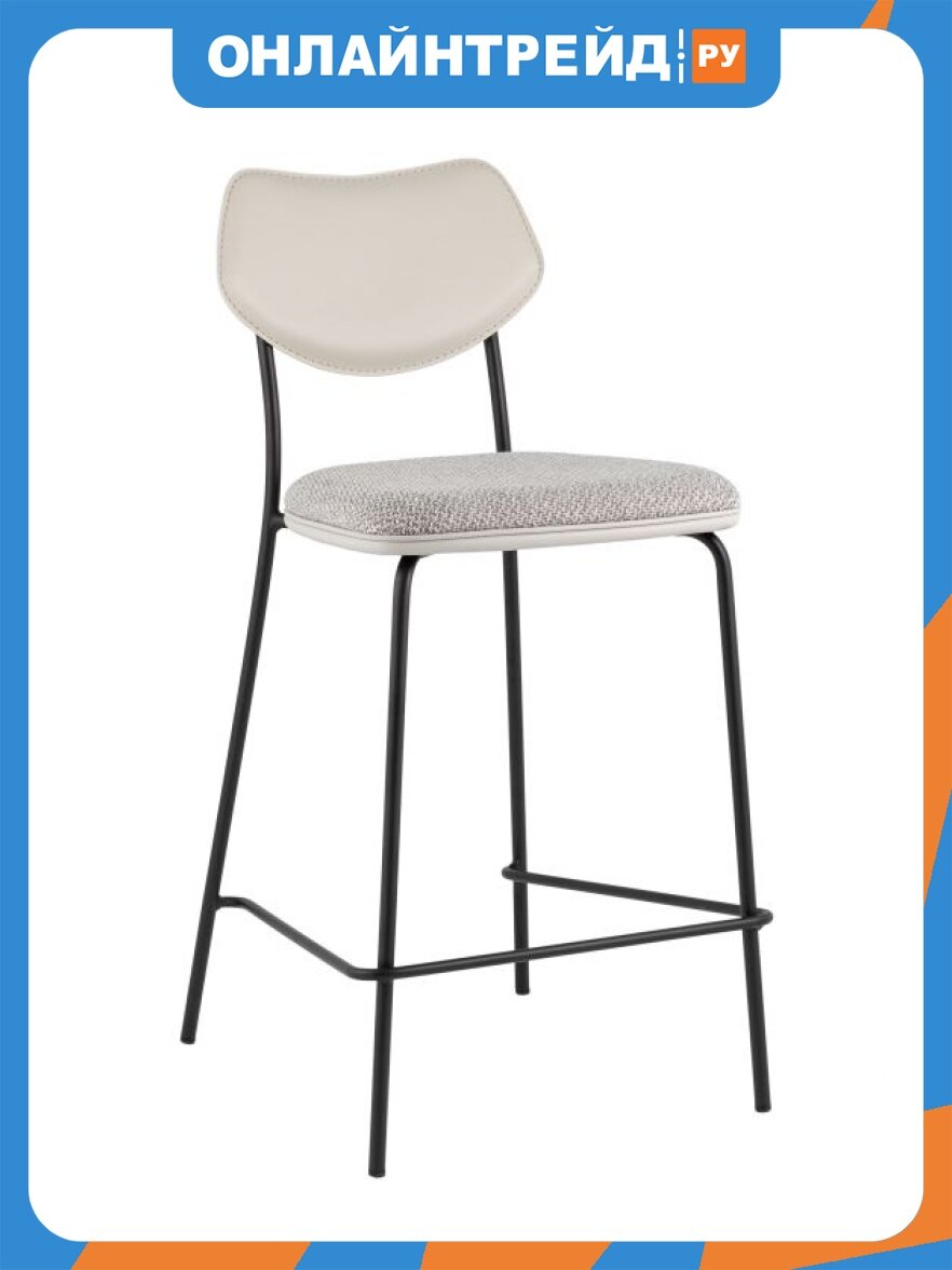 Стул полубарный Stool Group Casey, серый, с серой экокожей