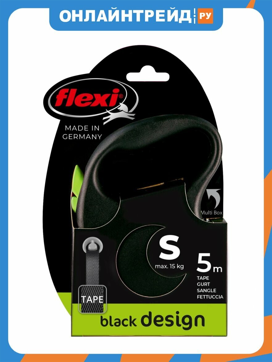 Поводок-рулетка Flexi Design tape S, 5 м, 15 кг, зеленый
