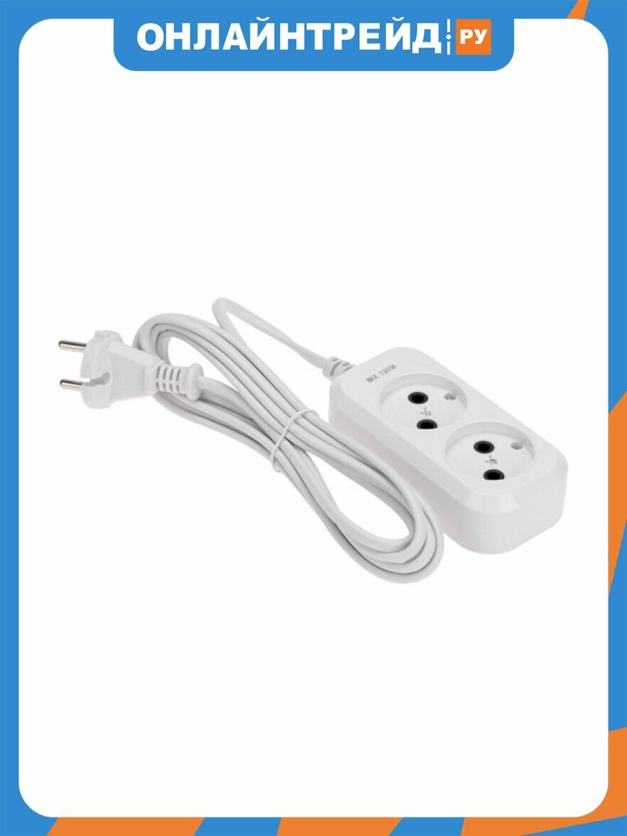 Удлинитель Proconnect 3 м, 2 гнезда, 2х0.75 кв. мм, б/з, белый