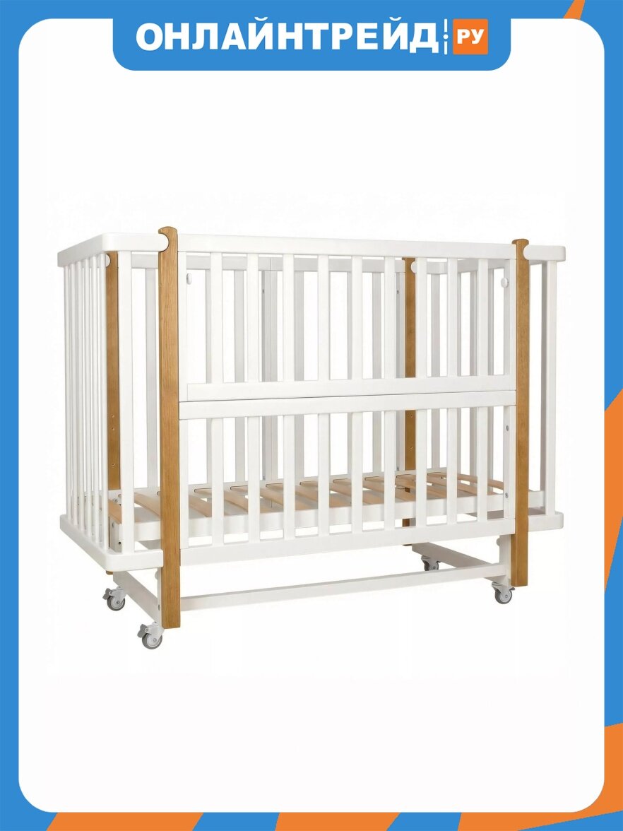 Кроватка Polini kids Simple 355 трансформер Белый/Дуб
