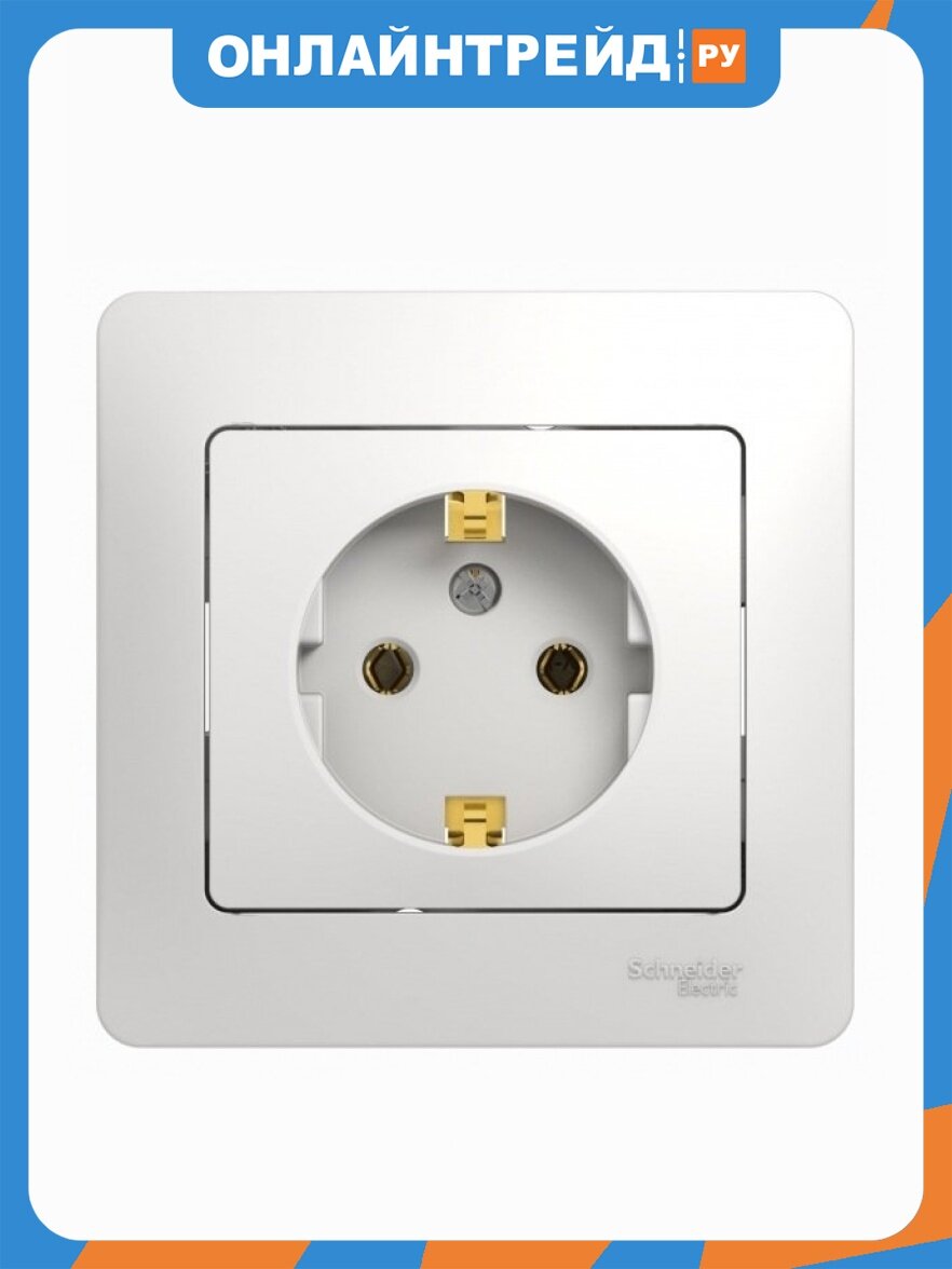 Розетка Systeme Electric (schneider Electric) SCHNEIDER ELECTRIC с/з (в сборе с рамкой) SE Glossa Бел GSL000142