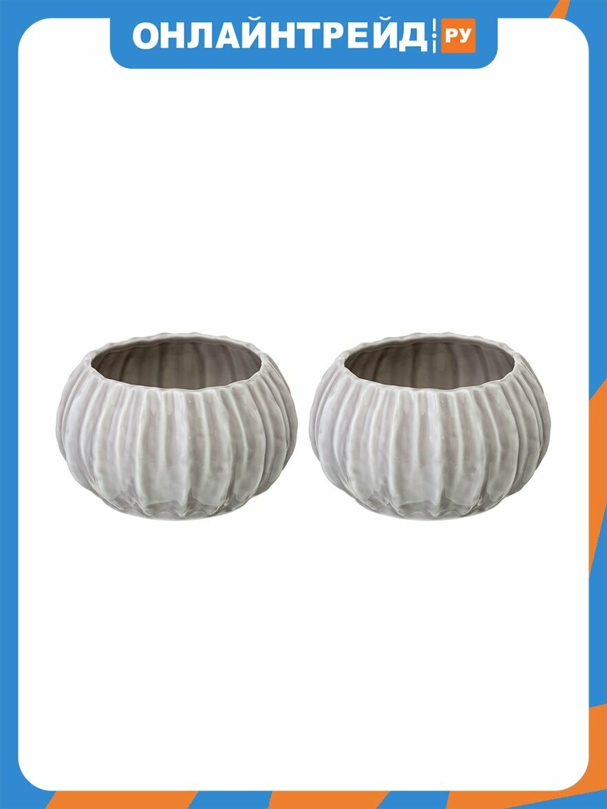 Набор салатников Tkano Actinia Sea treasures 2 шт, 14 см, 640 мл, фарфор, серый (TK25-TW_BW0002)