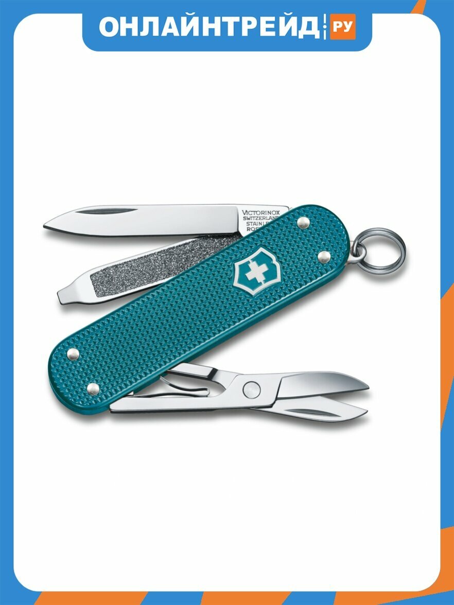 Нож-брелок Victorinox Classic SD Alox Colors Wild Jungle, 58 мм, 5 функций, тёмно-бирюзовый
