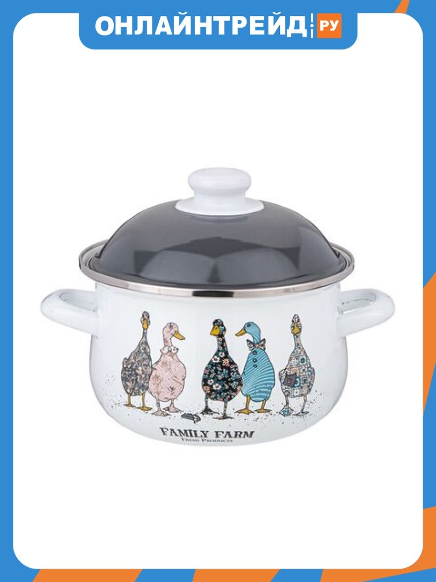 Кастрюля Agness с крышкой "Family Farm", 2.0 л, 18х11 см (934-621)