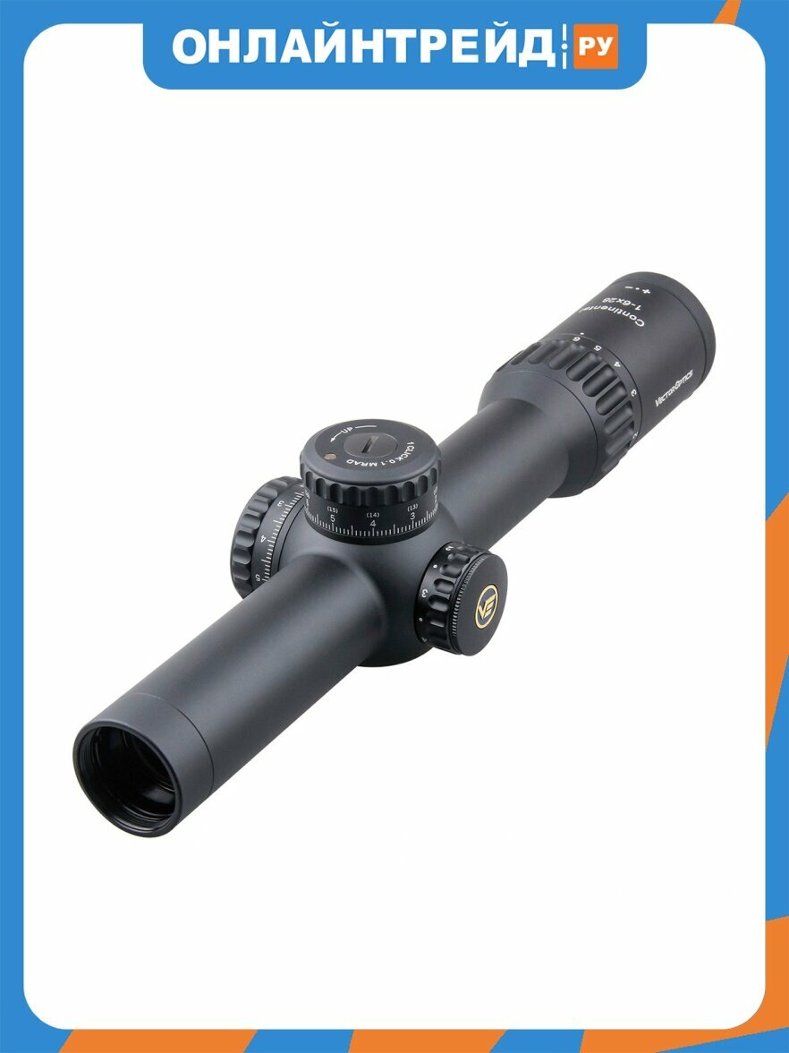 Прицел Vector Optics Continental 34mm 1-6x28 FFP, VCT-BNW (MIL), подсветка красная, 34мм, 0.1 MIL, IP67, 650г