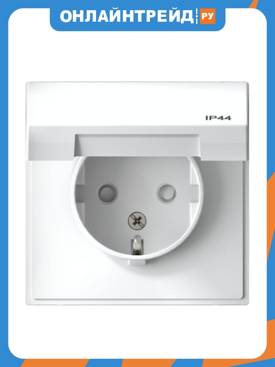 Розетка Systeme Electric (schneider Electric) ArtGallery 16А IP44 с заземл. защ. шторки с крышкой механизм бел, GAL440146