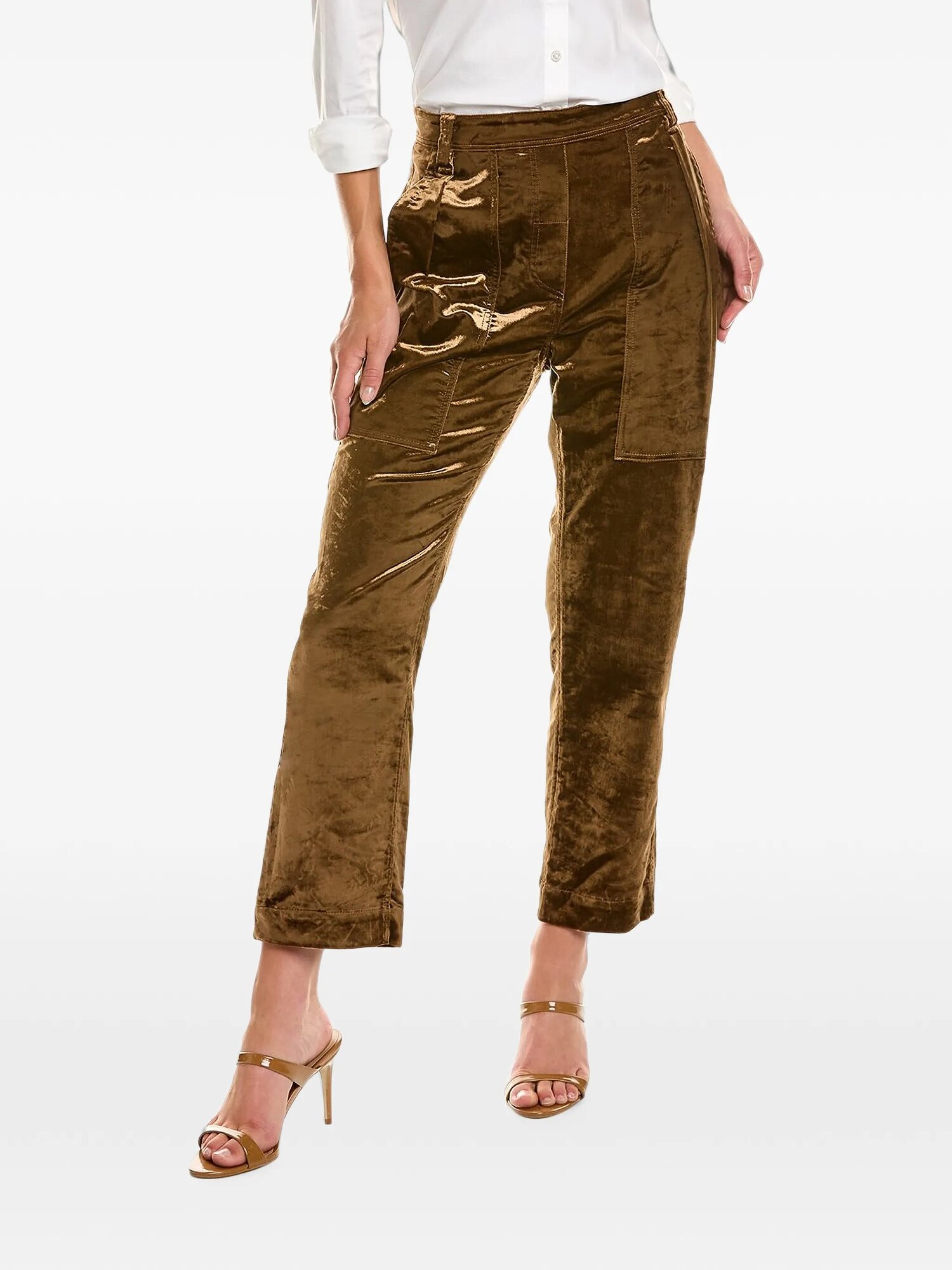 Брюки BRUNELLO CUCINELLI Velvet high-waisted trousers
